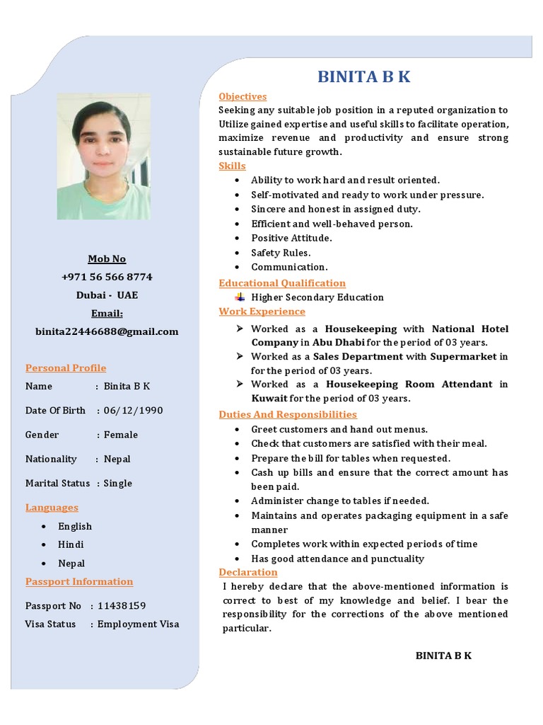 Binita B K - CV | PDF