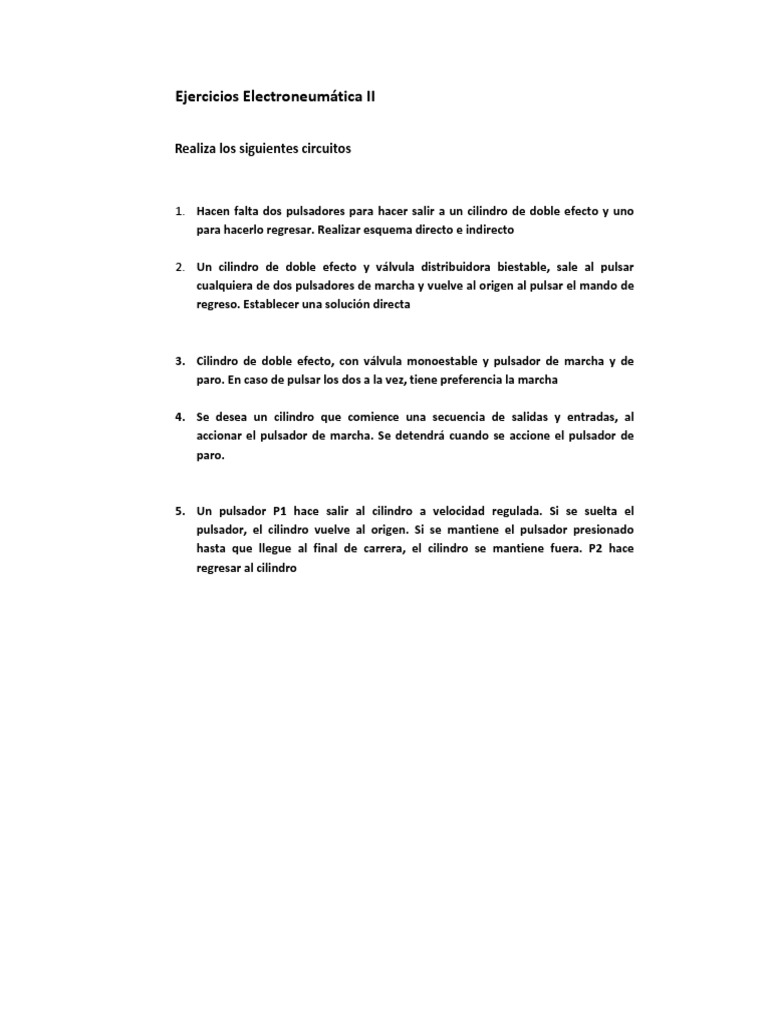 Ejercicios Electroneumática II PDF | PDF
