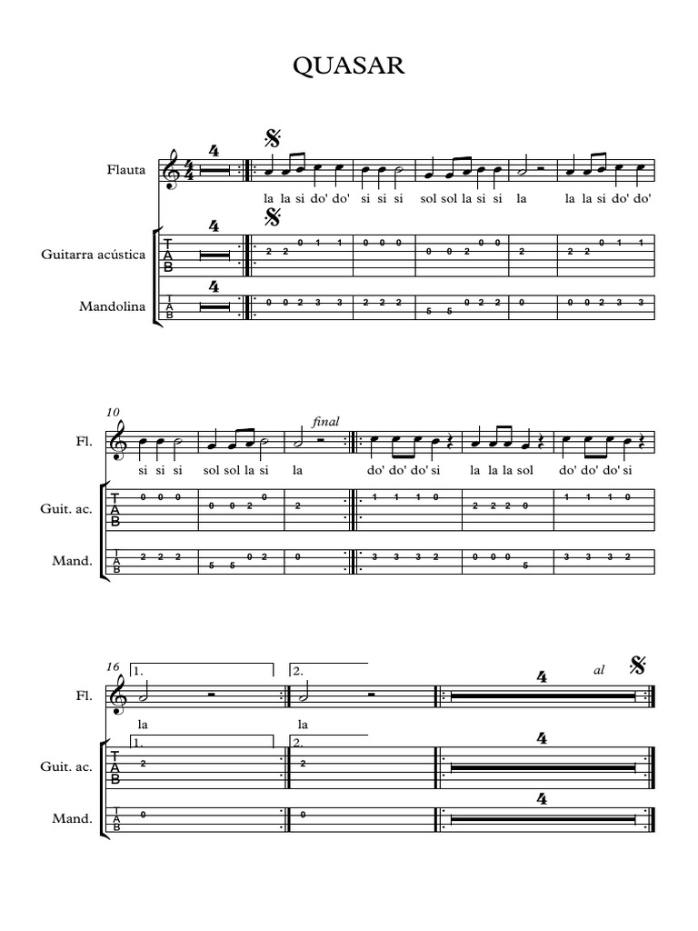 QUASAR - Partitura Completa PDF | PDF