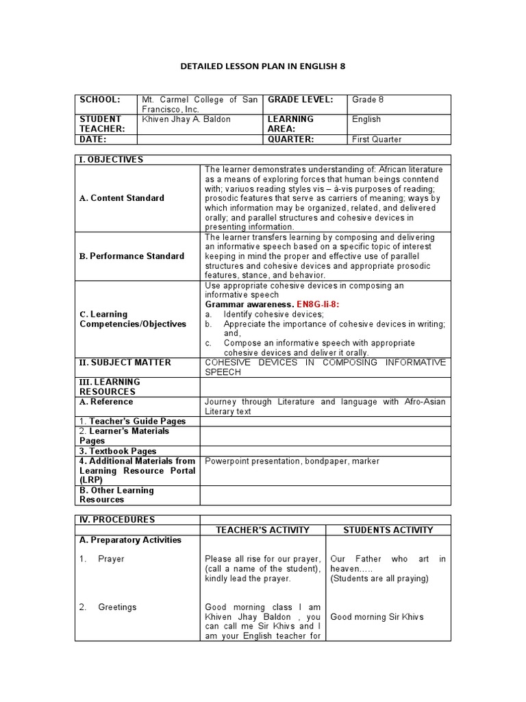 Baldon DLP | PDF | Learning | Lesson Plan