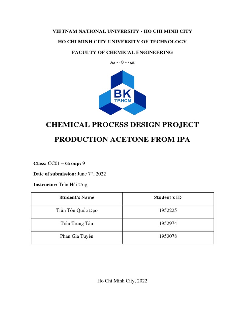 Acetone Production from IPA Design | PDF | Ethanol | Physical Sciences
