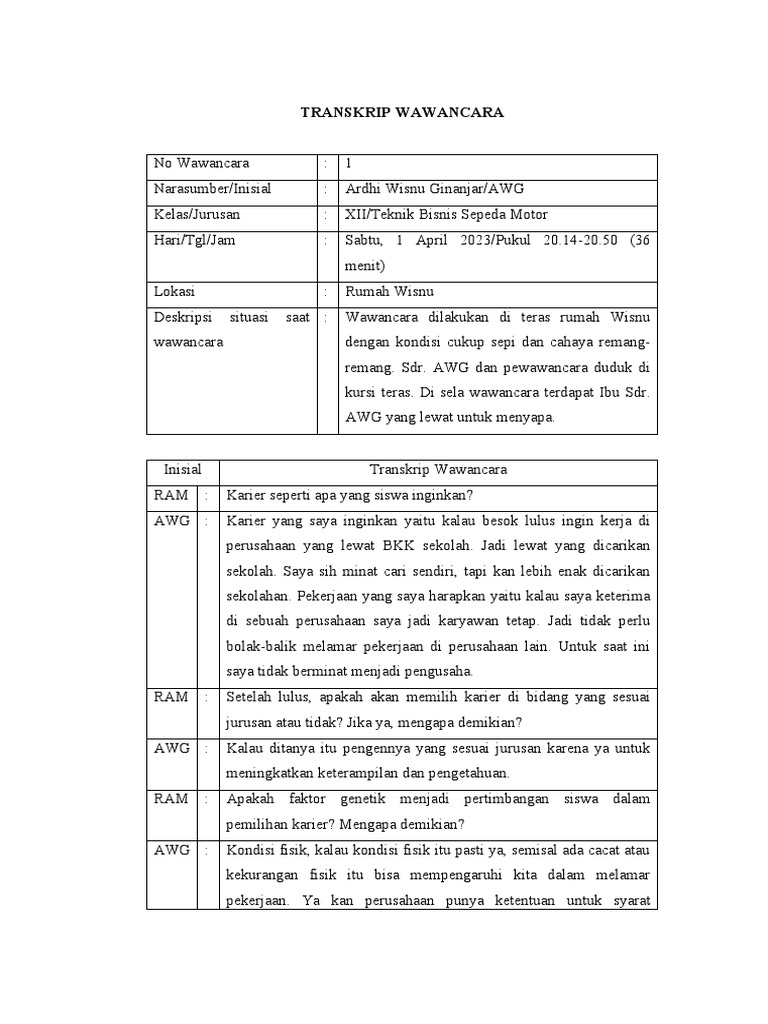 Ramdhani Achmad Maulana - Transkrip Wawancara | PDF