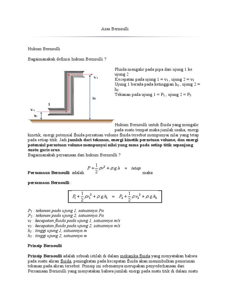 Hukum Bernoulli dan Aplikasinya | PDF | Kajian Bahasa Asing | Sains ...