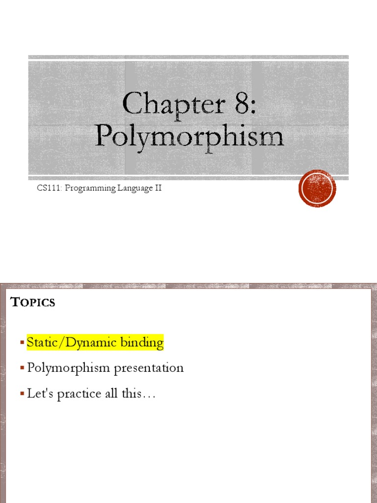 Students CH8 Polymorphism PDF | PDF | Method (Computer Programming ... Students CH8 Polymorphism PDF | PDF | Method (Computer Programming ...