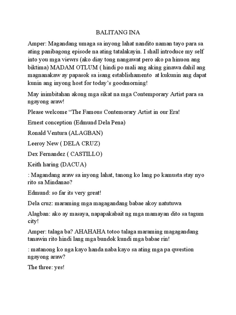 BALITANG INA (Comarts) | PDF