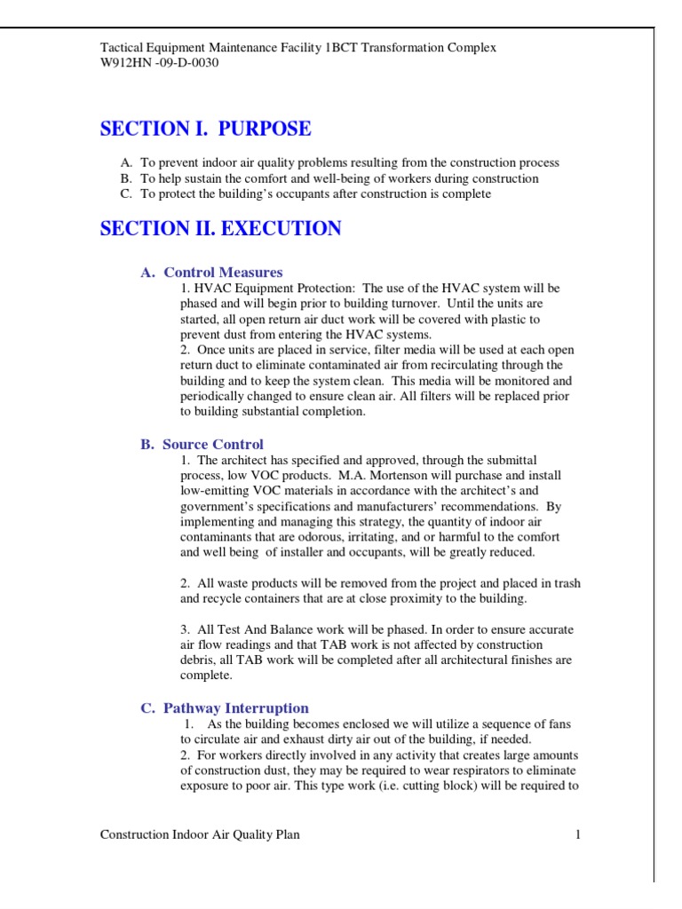 Iaq Plan - 1st BCT Temf Plan | PDF | Hvac | Housekeeping