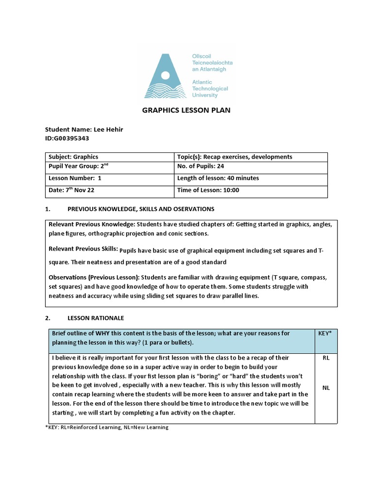 Lesson Plan 1 Graphics 2nd Years | Download Free PDF | Learning | Classroom