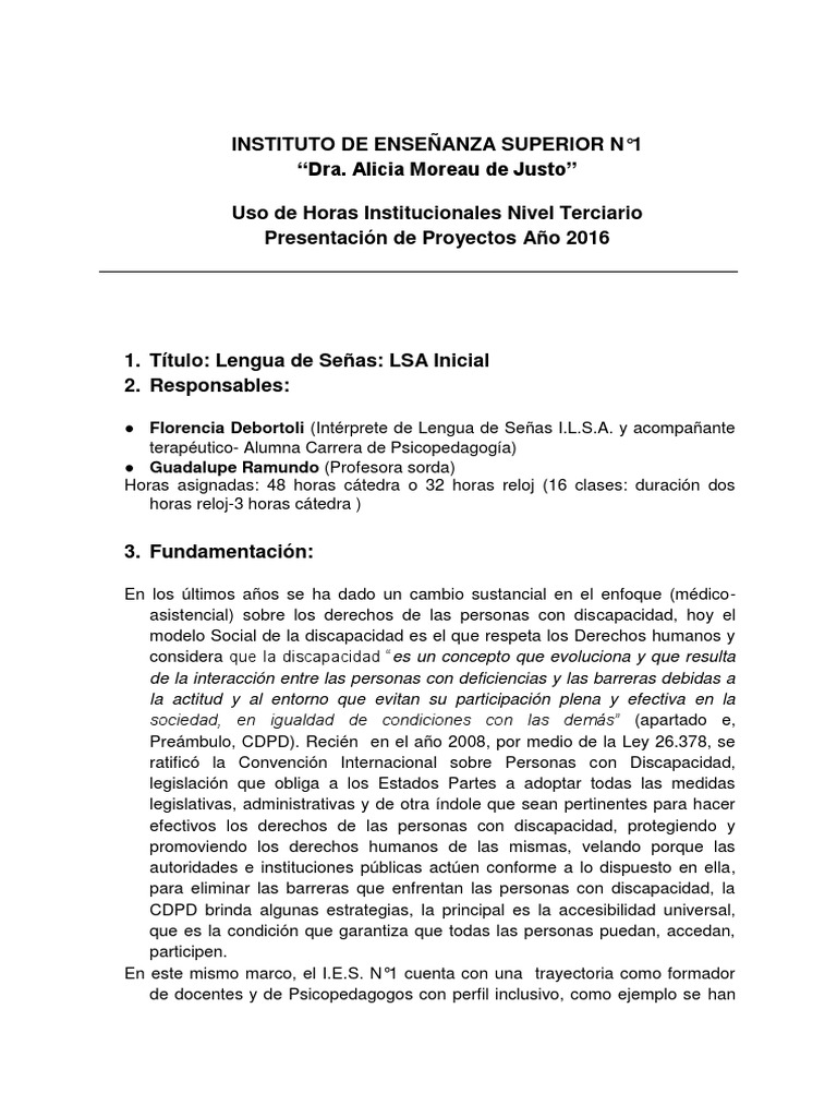 Proyecto Lengua de Sen As - LSA Inicial PDF | PDF | Invalidez ...