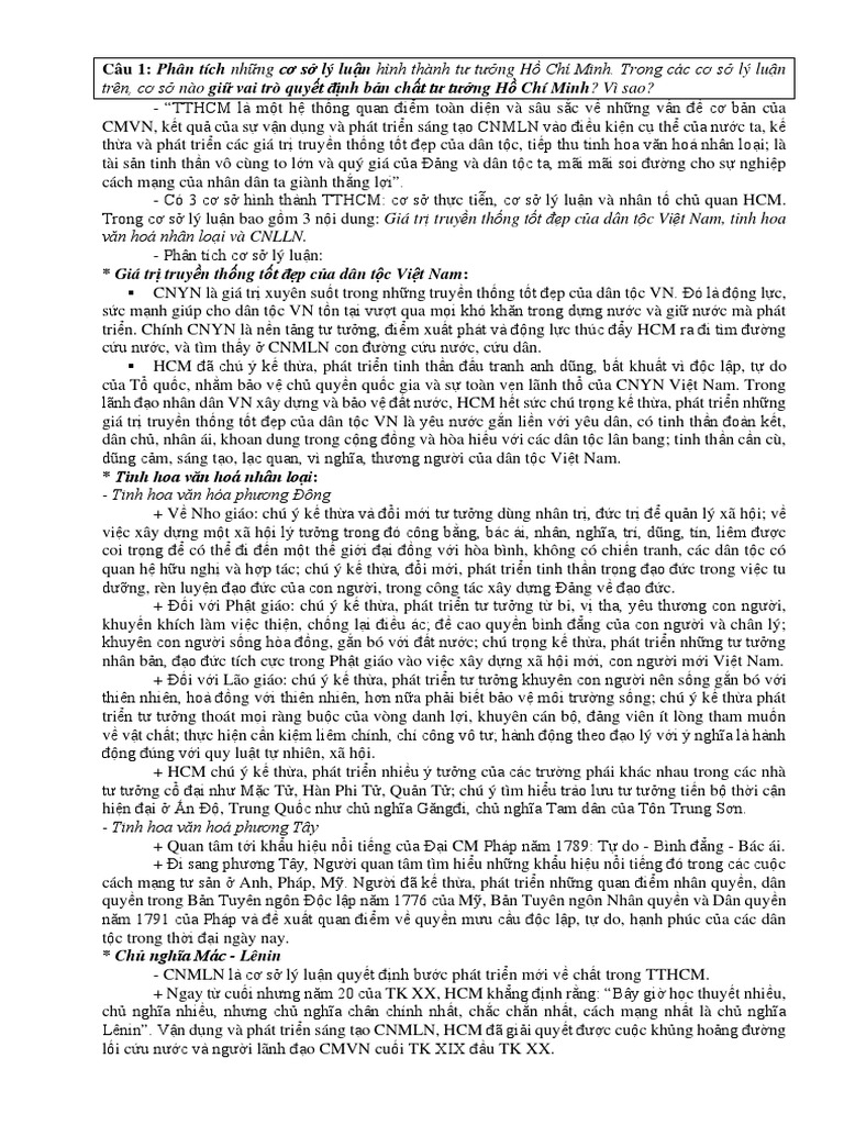 Đề Cương Ôn Thi TTHCM | PDF