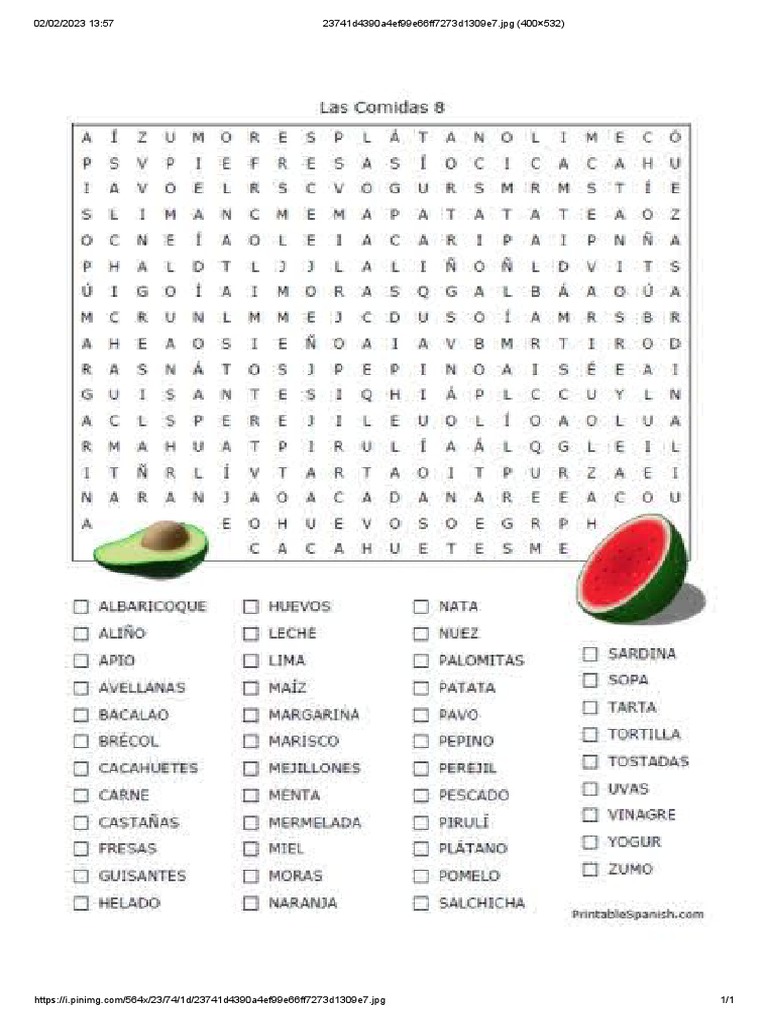 LAS COMIDAS - Sopa de Letras | PDF