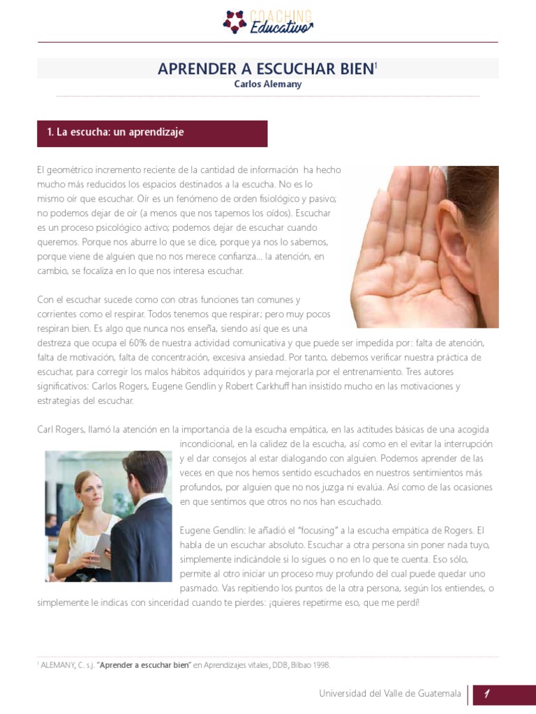 Coaching2 - U3 - Aprende A Escuchar Bien PDF | PDF | Empatía | Comunicación no verbal