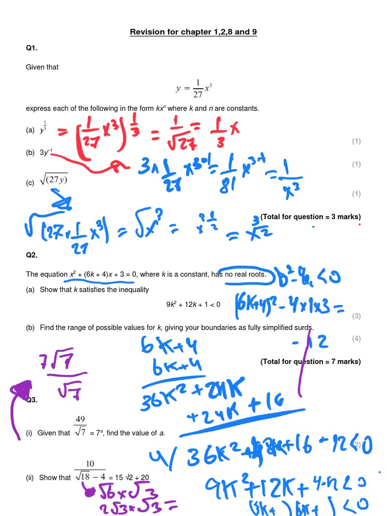 Revisionchapter 1,2,8 and 9 | Download Free PDF | Equations | Line ...