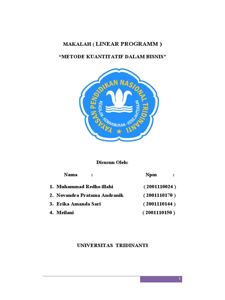 MAKALAH LINEAR PROGRAMMING | PDF