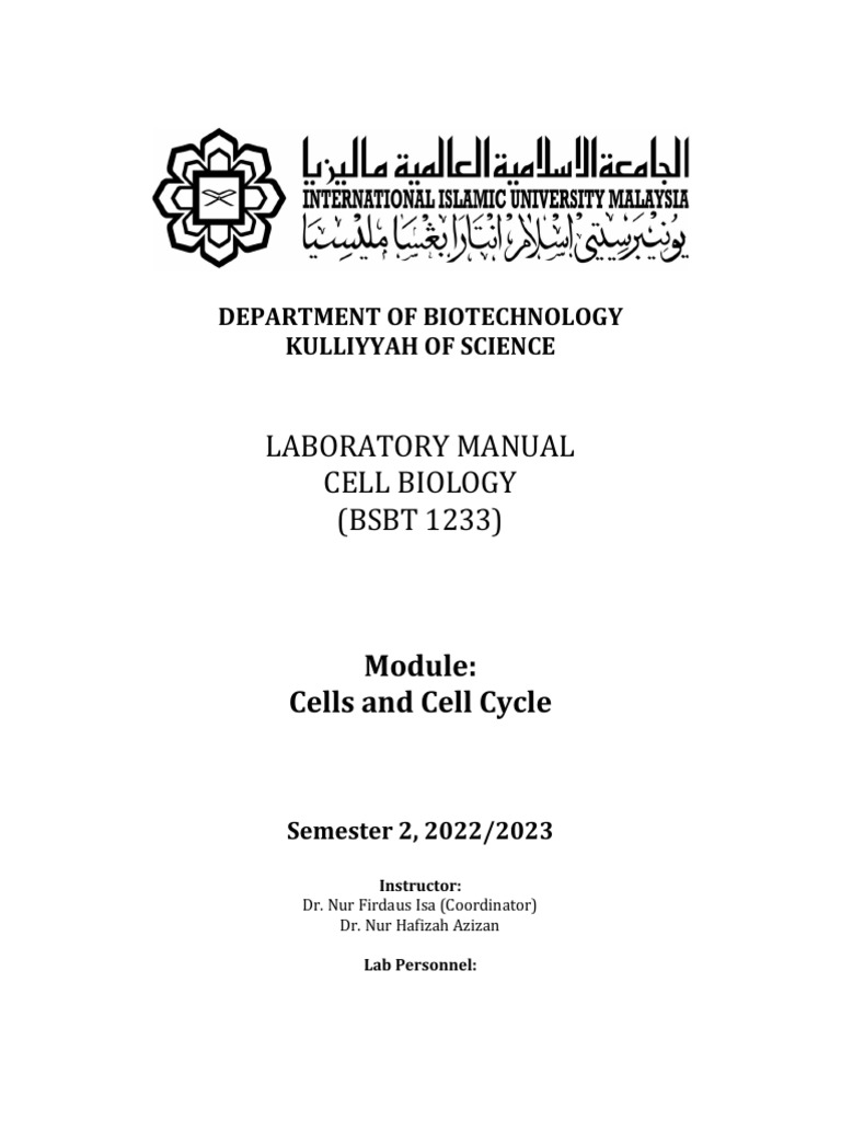 Lab Manual Module Cells and Cell Cycle 2022 | PDF | Glass Engineering ...