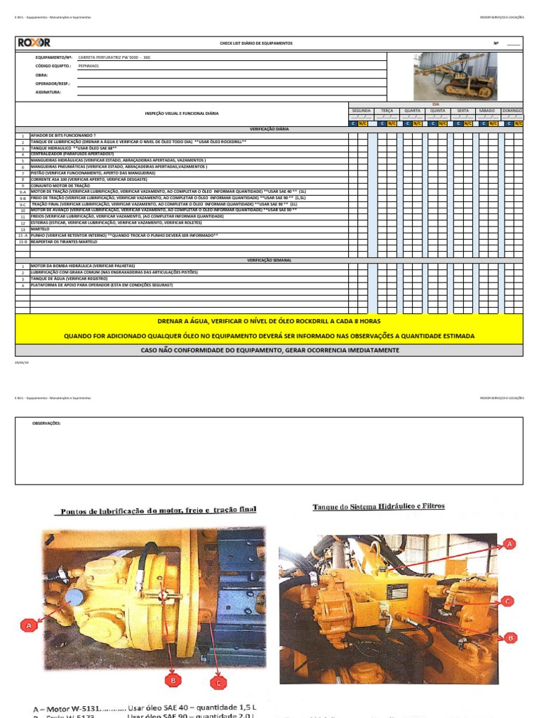 Checklist Carreta PW 5000 - 360 | PDF | Motores | Engenharia Mecânica