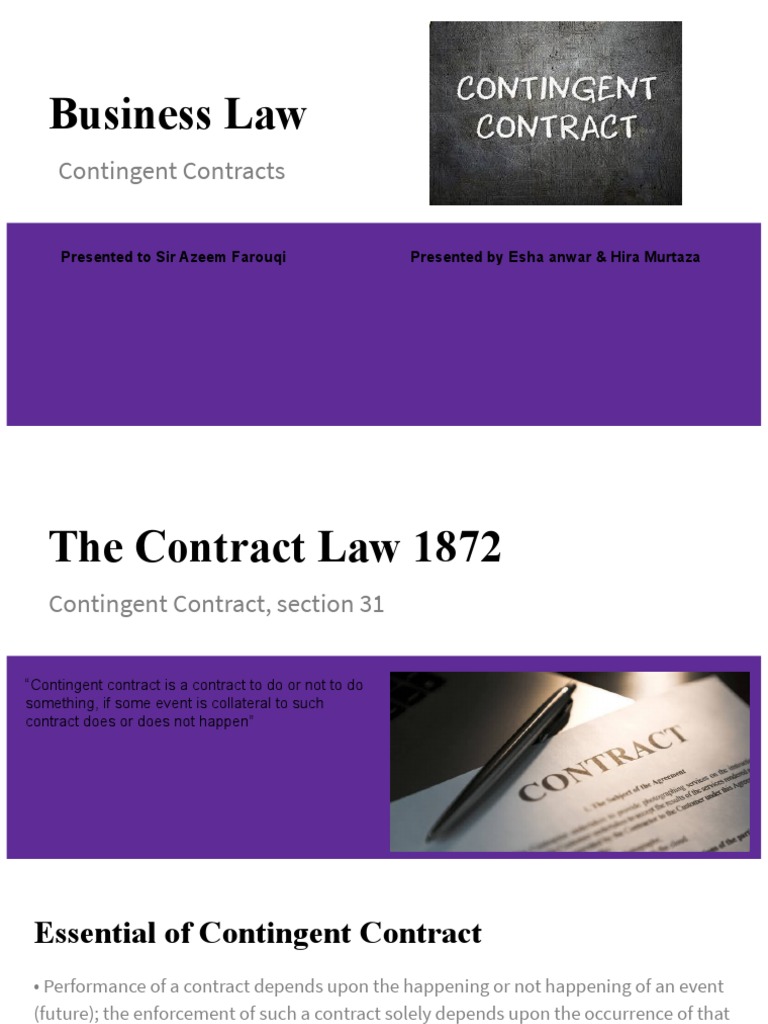 Business Law Contingent Contract | PDF | Insurance | Gambling