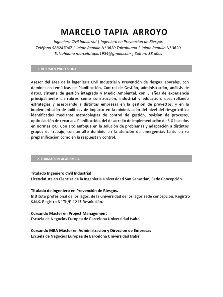 CV Marcelo Tapia 2023 PDF | PDF