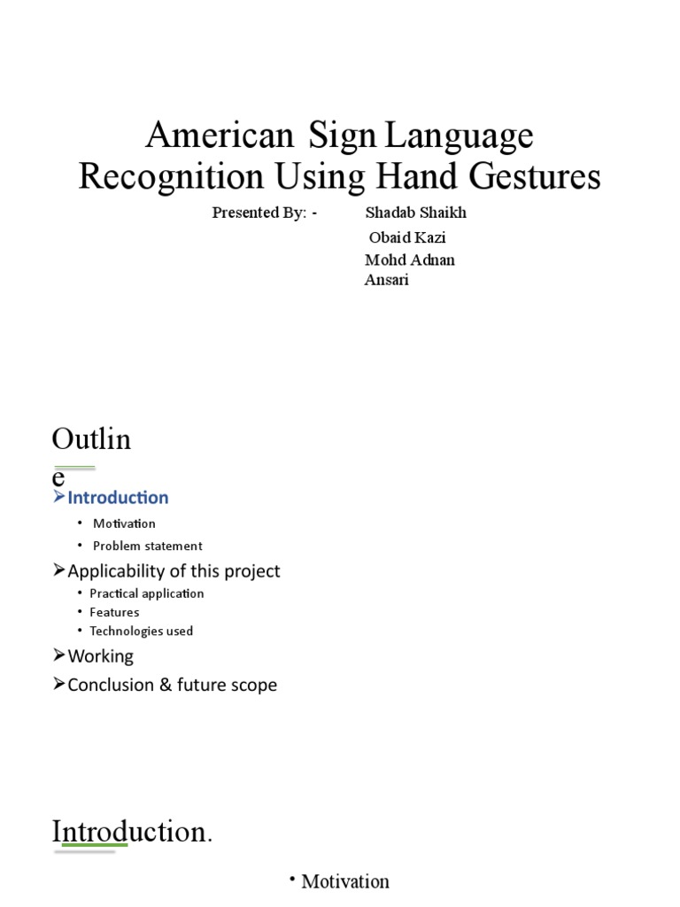 Asl Recognition Using Hand Gestures Pdf