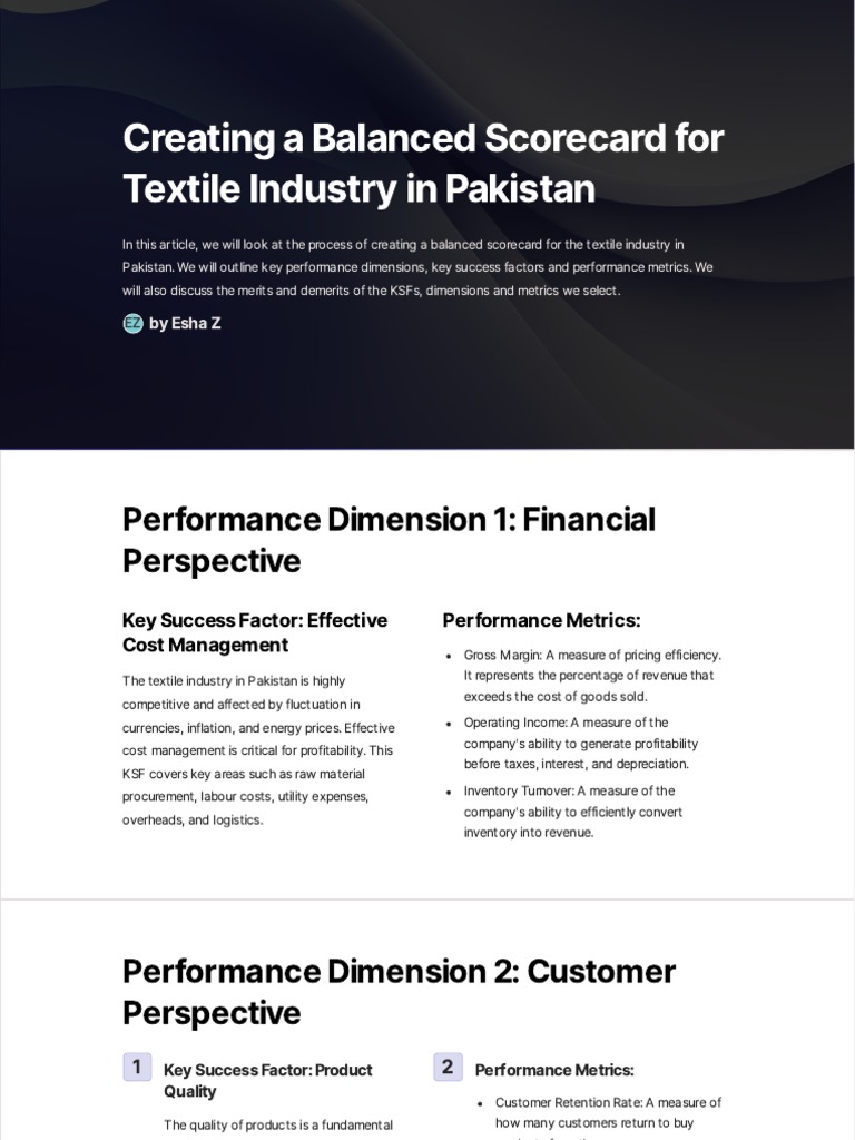 Creating A Balanced Scorecard For Textile Industry in Pakistan | PDF ...