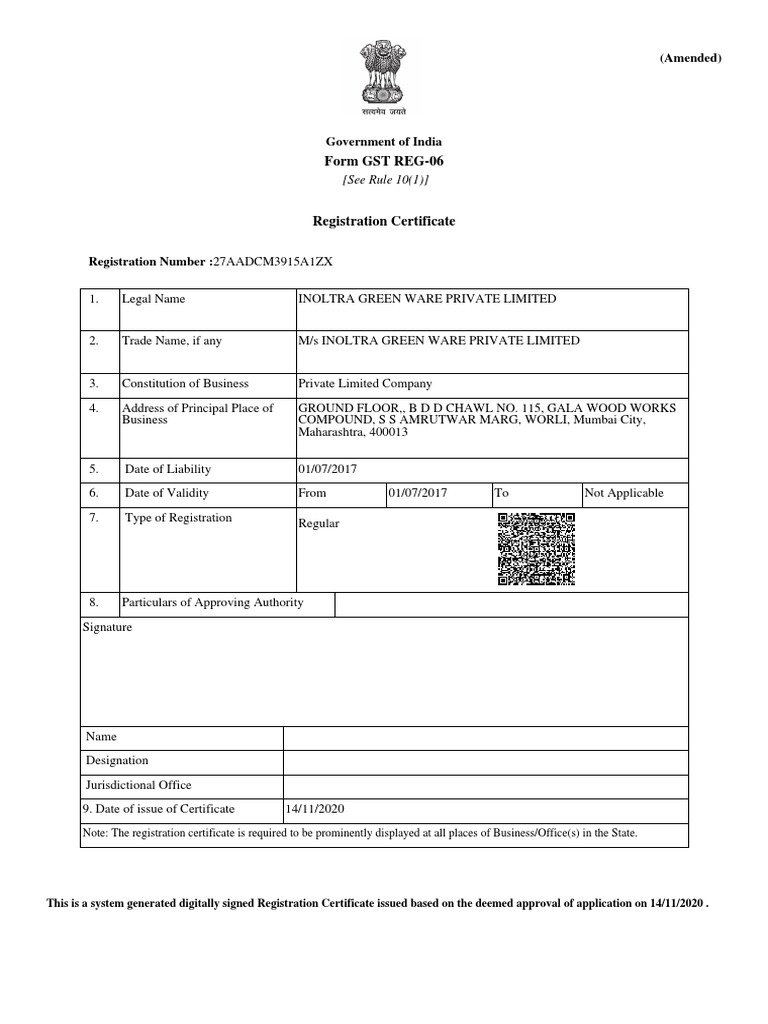 GST Certificate | PDF