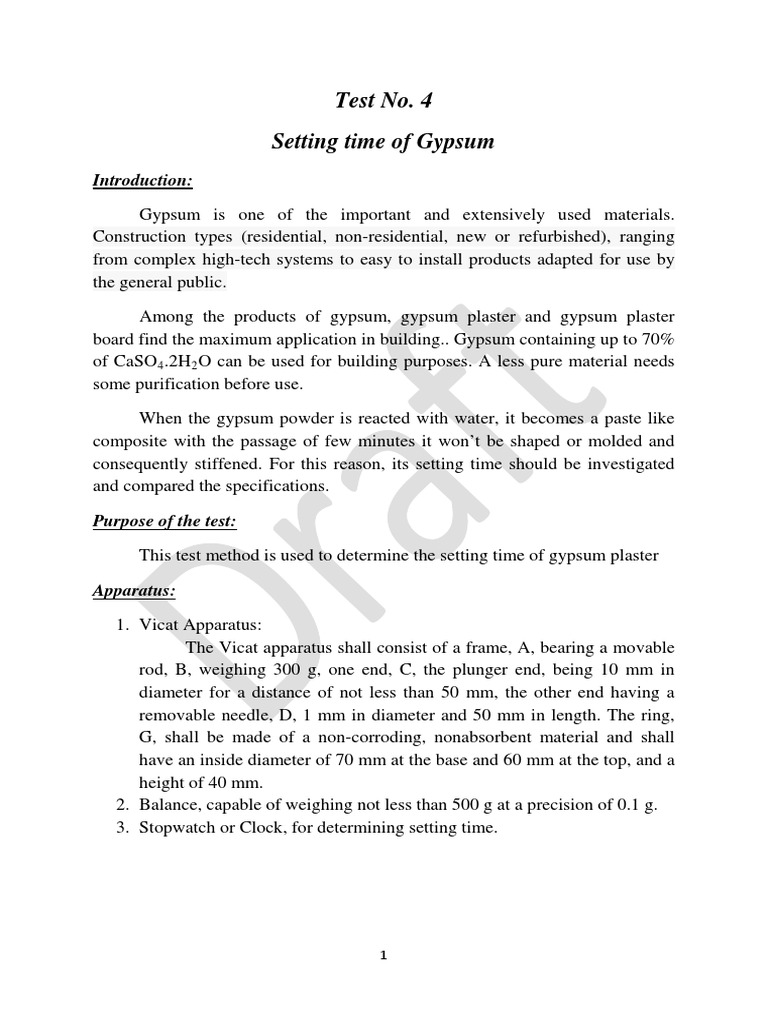 4-Setting Time of Gypsum | PDF | Materials