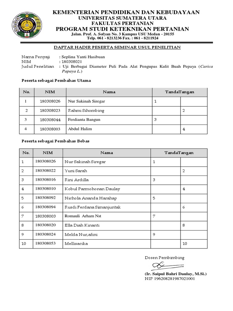 Daftar Hadir + Berita Acara Seplina Yanti Hasibuan (3).pdf | PDF