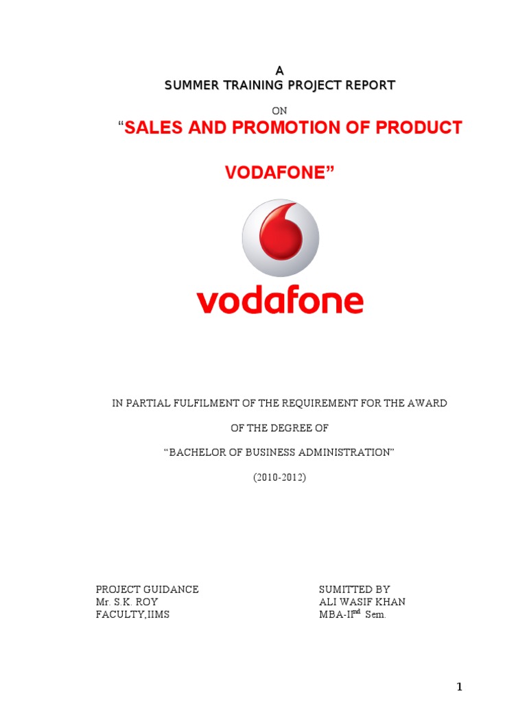 Vodafone Product Sales Promotion Report | PDF | Promotion (Marketing ...