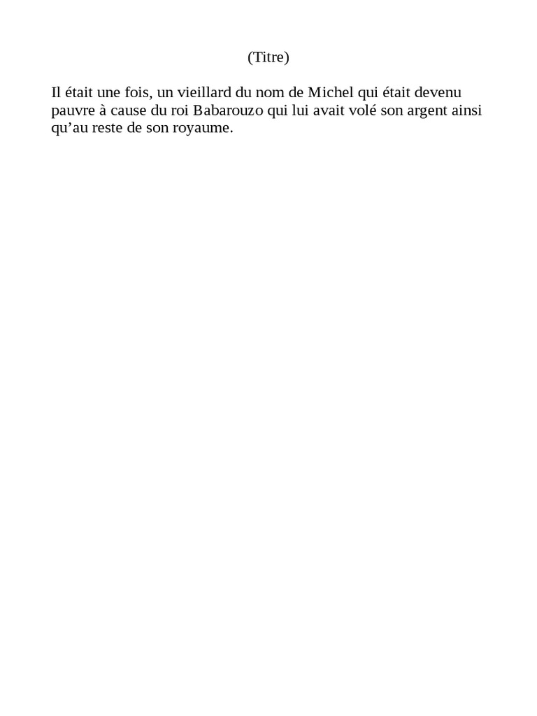 Pauvreté de Michel face au roi Babarouzo | PDF | Histoire