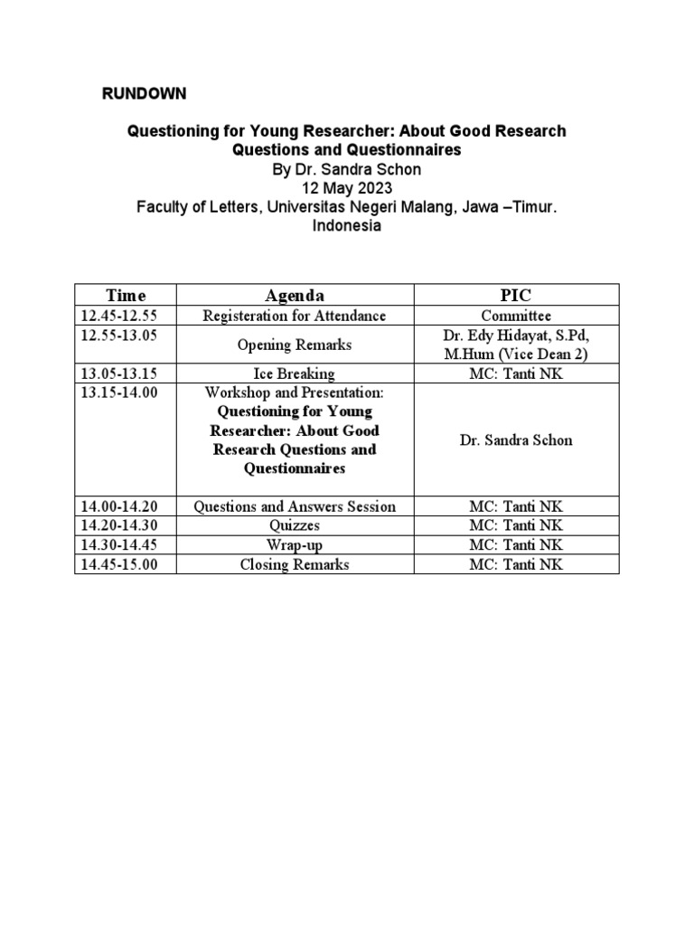 Jadwal Acara Seminar dan workshop.doc | PDF