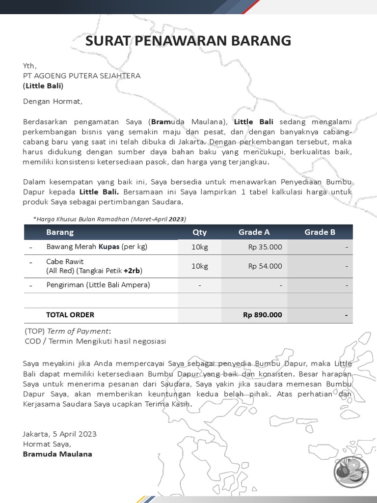 Contoh Surat Penawaran Produk | PDF