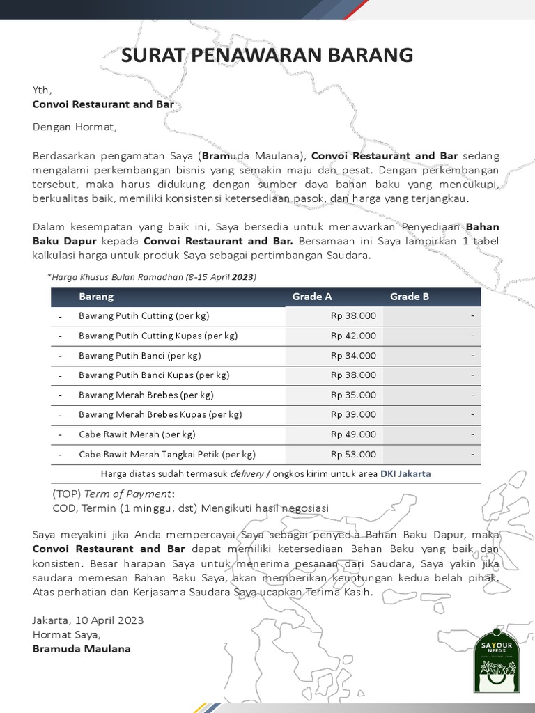 Surat Penawaran Produk | PDF