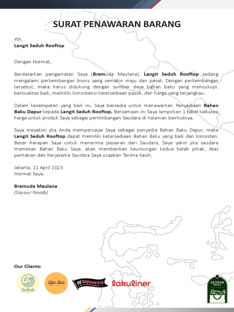 Surat Penawaran Produk Sayur Template | PDF