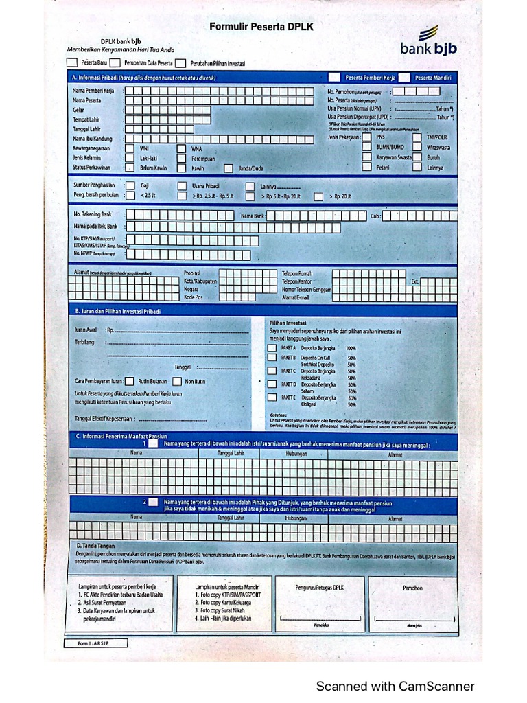 form DPLK_BJB TAMANSARI.pdf | PDF