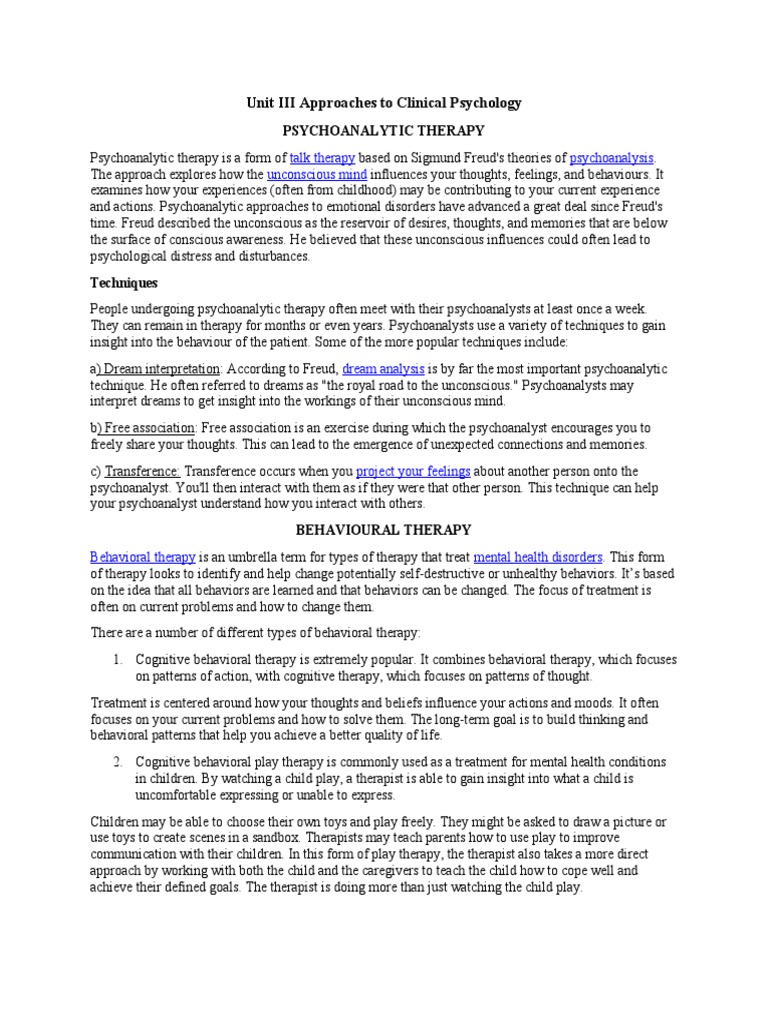 Fundamentals to Clinical Psychology | PDF | Psychoanalysis | Psychotherapy