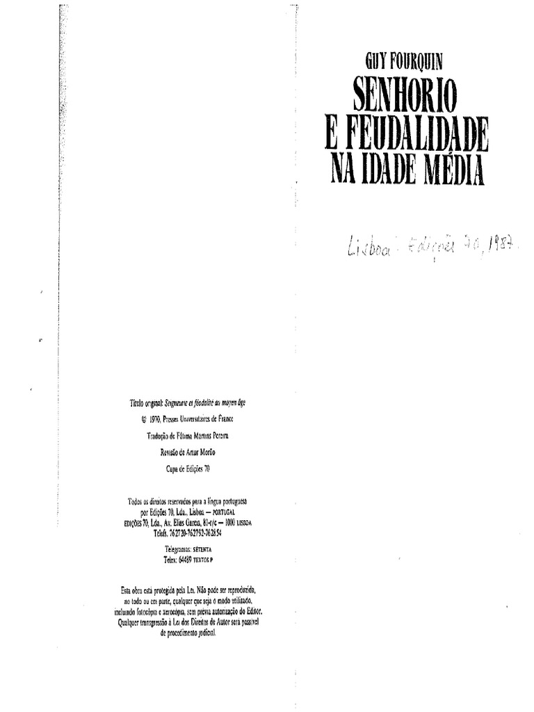 FOURQUIN, Guy - SENHORIO E FEUDALISMO NA IDADE MEDIA | PDF