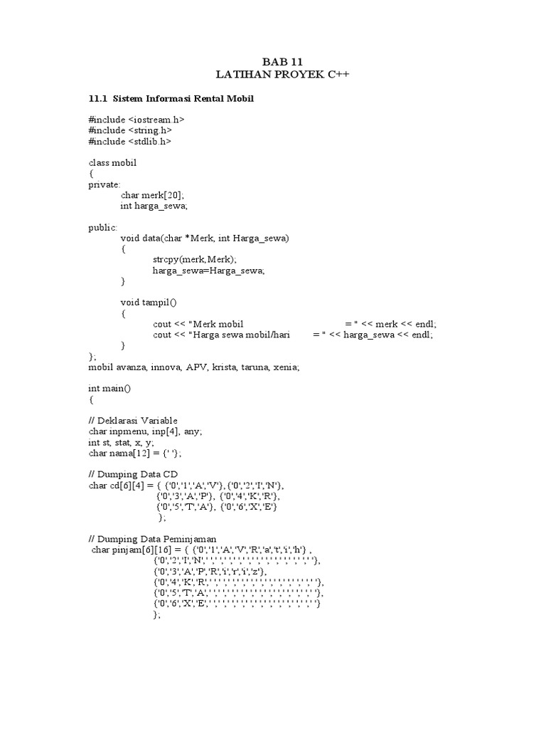Bab 11. Latihan Proyek C++ | PDF