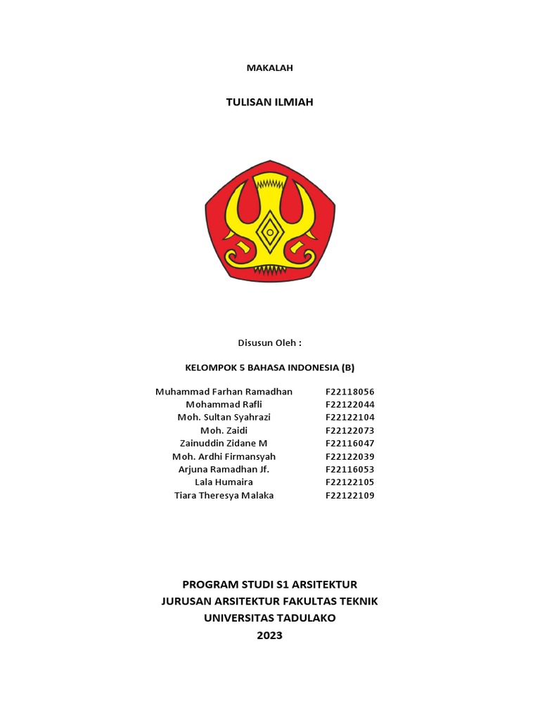 Makalah Tulisan Ilmiah Bahasa Indonesia | PDF | Seni & Disiplin Bahasa