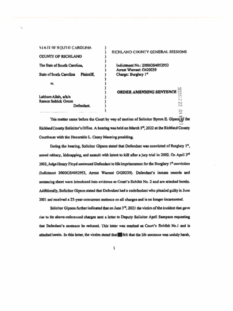 Orders Reducing Sentences (Redacted) | PDF