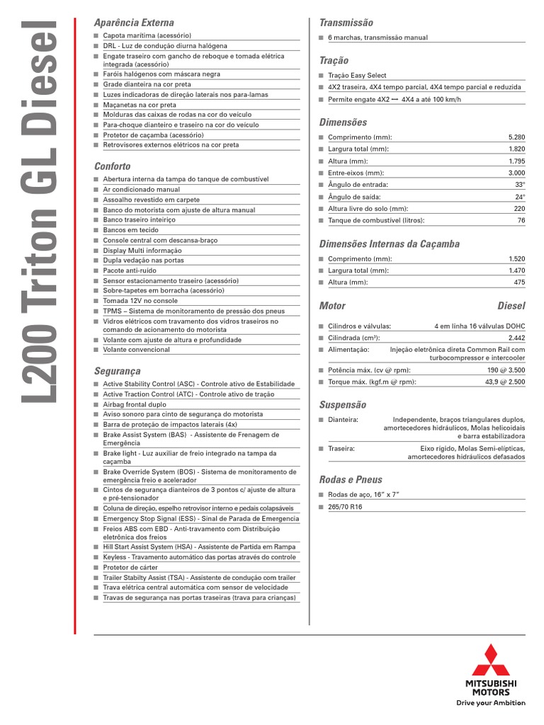FICHA TÉCNICA - GL - Mit - Download | PDF | Tração nas quatro rodas ...