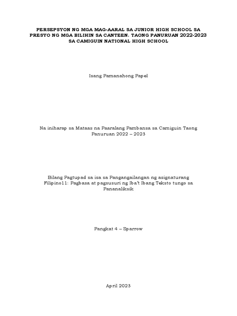 Filipino Research Final | PDF