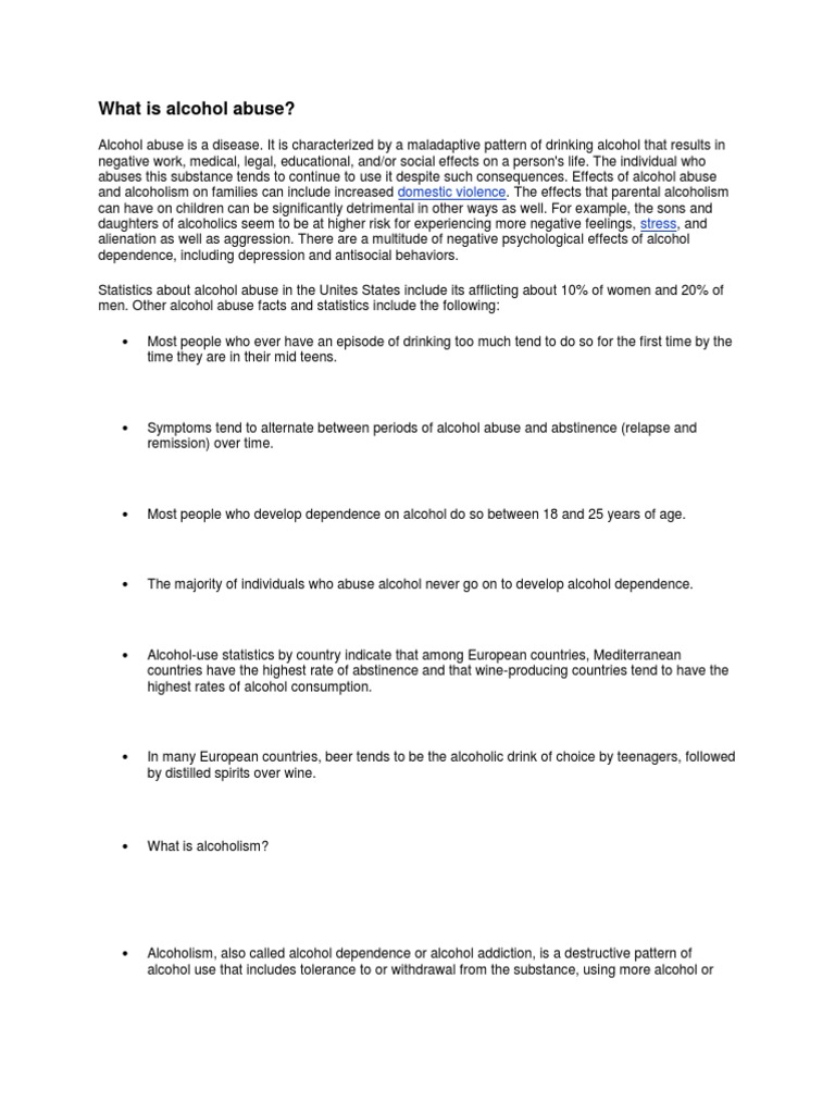 What Is Alcohol Abuse | PDF | Alcoholism | Substance Abuse