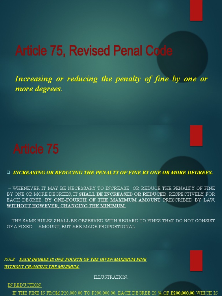 Article 75: Adjusting Penalties in RPC | PDF | Finance & Money Management