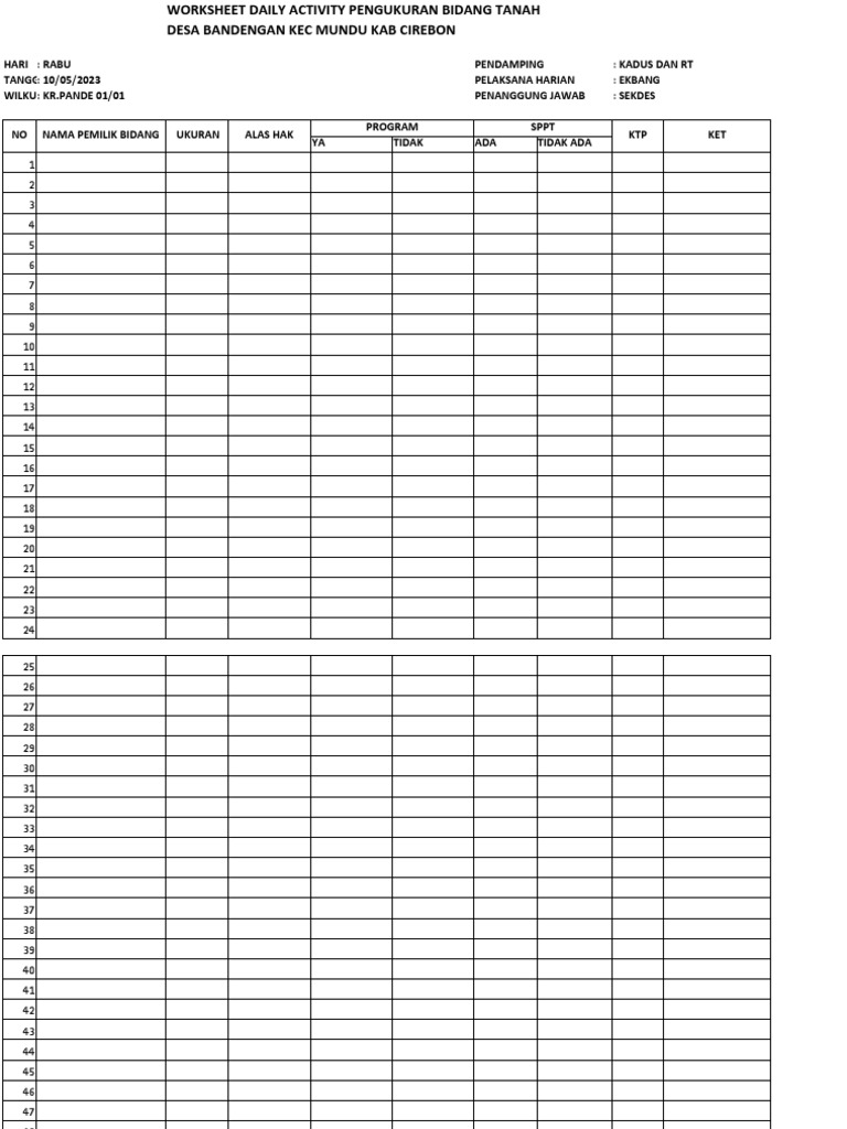 Worksheet Daily Pbt Ptsl Pdf