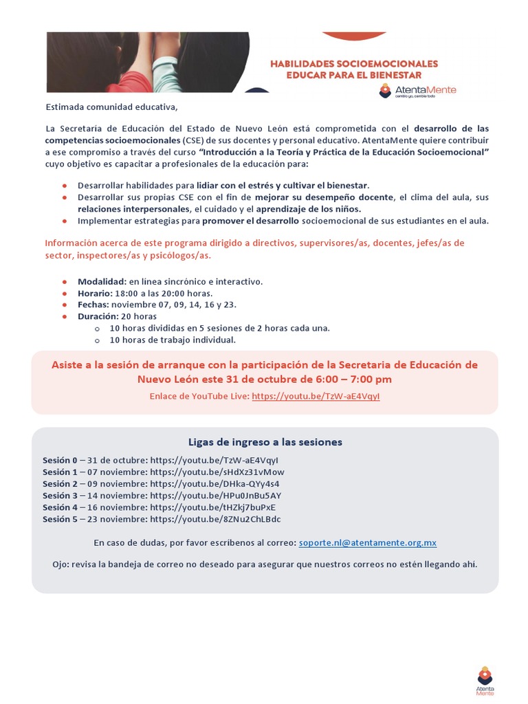 Educar para El Bienestar - Atentamente | PDF | Salón de clases | Enseñando