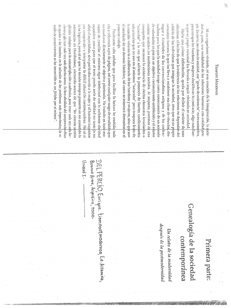 DEL PERCIO - Genealogía de La Sociedad Contemporánea | PDF