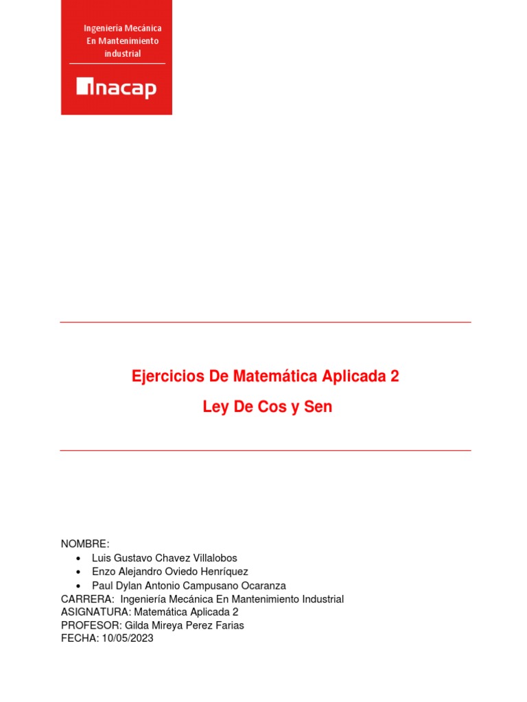 Informe de Ejercicios de Ley de Cos y Sen 1 | PDF | Triángulo ...