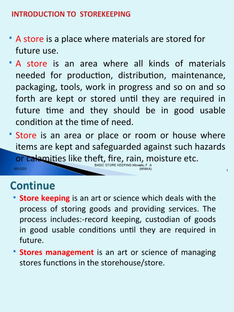 Basic Store Keeping | PDF | Pallet | Warehouse