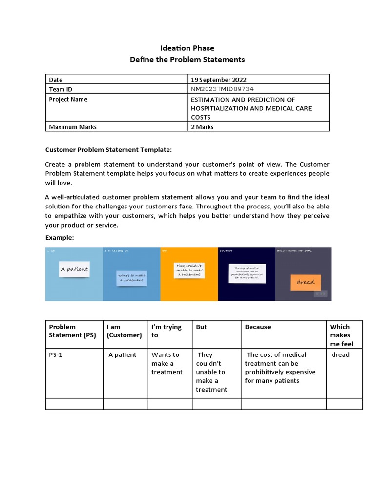 Define Problem Statements Template | PDF