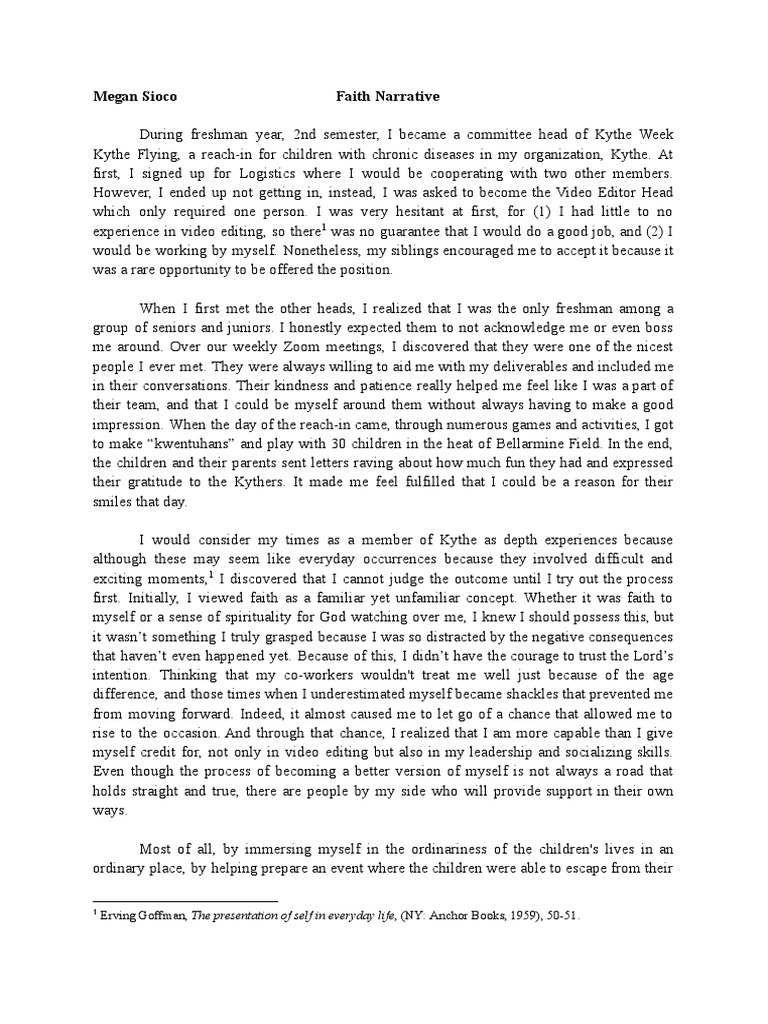 Faith Narrative - Sioco | PDF | Jesus | Faith