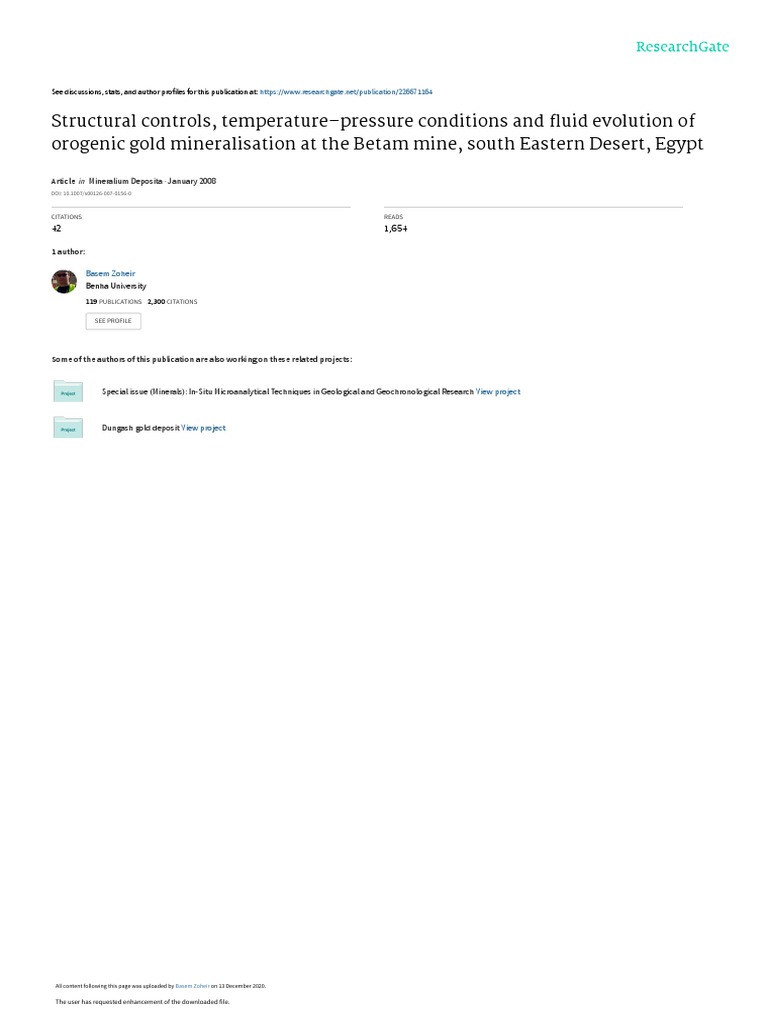 Structural Controls, Temperature-Pressure Conditions and Uid Evolution of Orogenic Gold ...